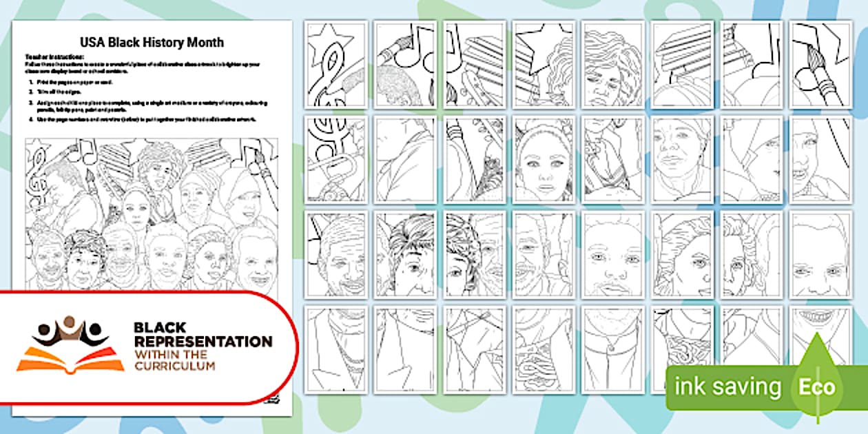 USA Black History Month KS2 Collaborative Colouring Activity