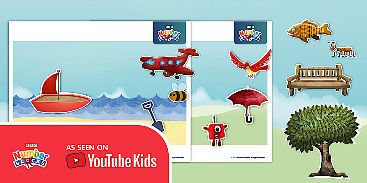 Numberblocks: Number 1 Cut and Paste Scene Worksheet