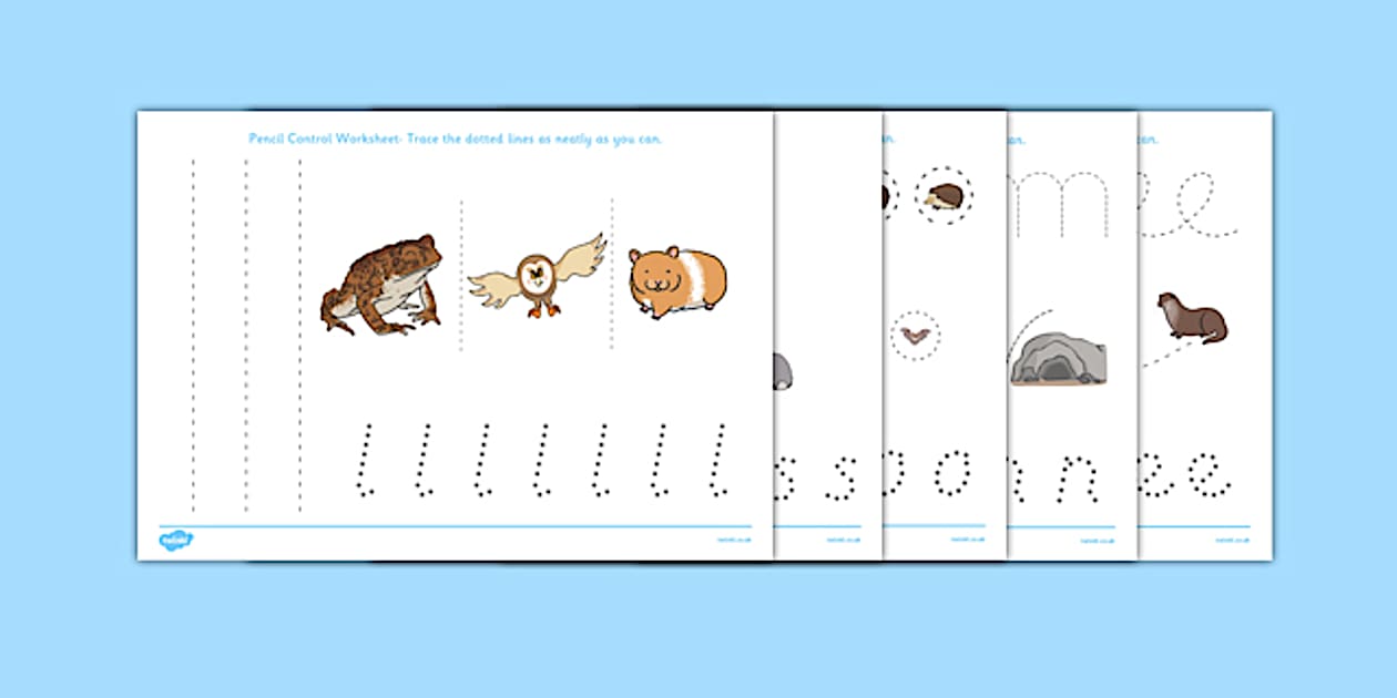 Nocturnal Animals Pencil Control Worksheets (Teacher-Made)