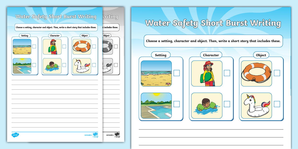 Water Safety Short Burst Writing Template - Twinkl Writing