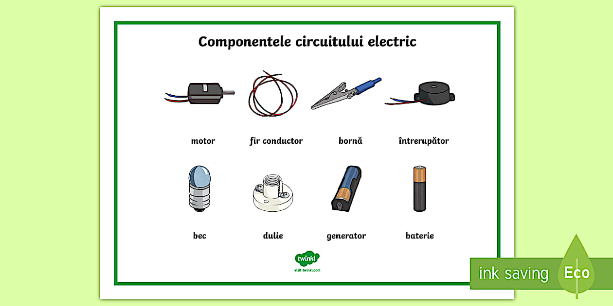 Componentele circuitului electric Planșă cu vocabular