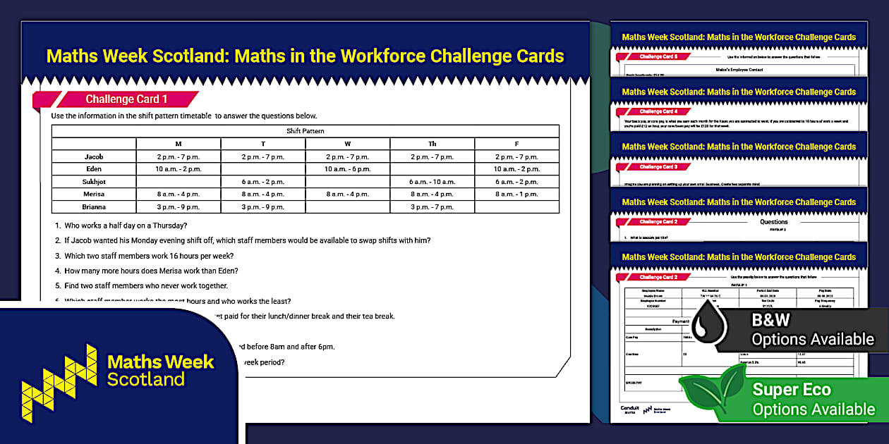 FREE! - Maths Week Scotland: Maths in the Workforce Challenge Cards