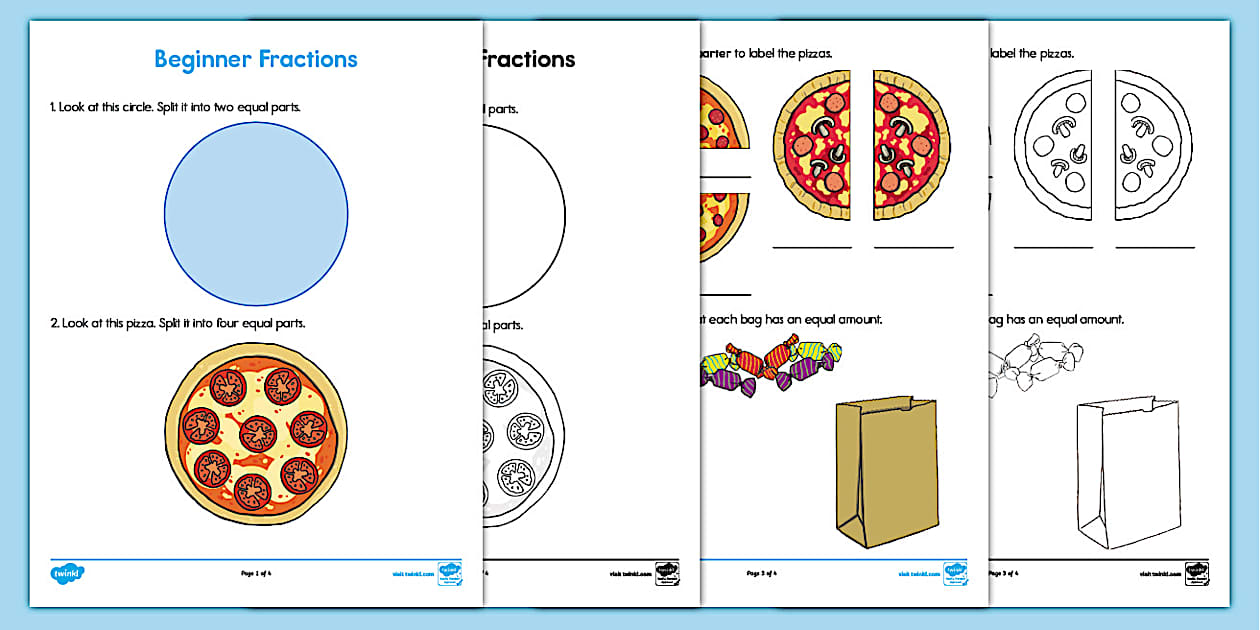 Beginner Fractions Worksheet (teacher made) - Twinkl