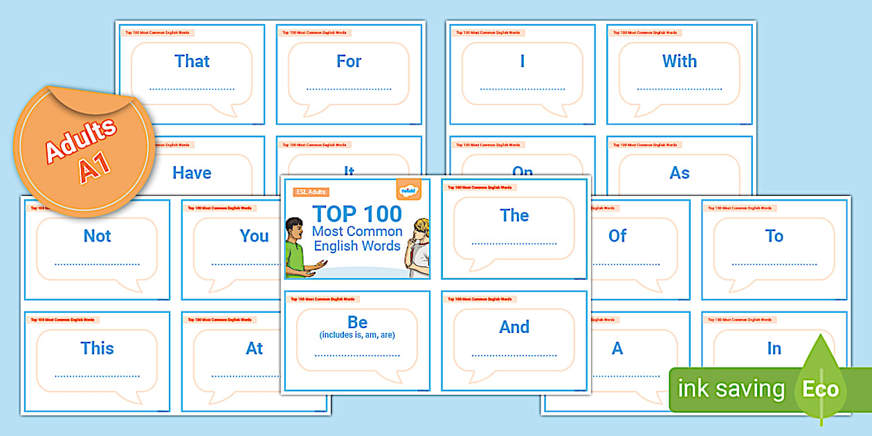 ESL Flashcards: 100 Most Common English Words [Adults, A1]