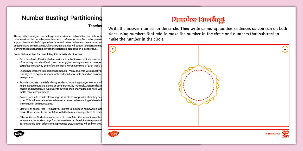 Busting Numbers! Partitioning with Addition and Subtraction