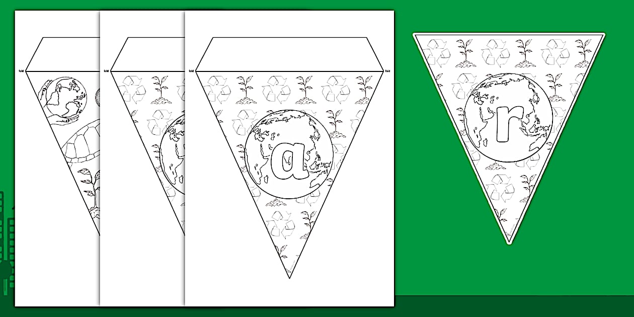 Earth Day Colouring Bunting - Twinkl - KS2 (Teacher-Made)