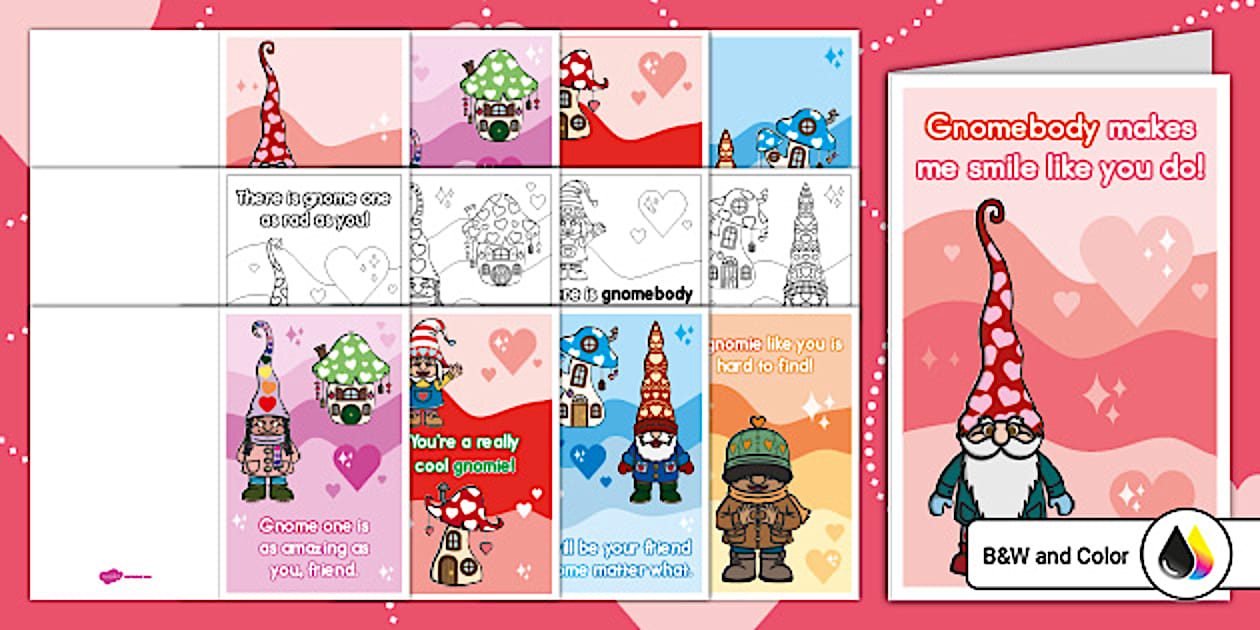 Gnome Valentine’s Cards Printable | Resources | Twinkl USA