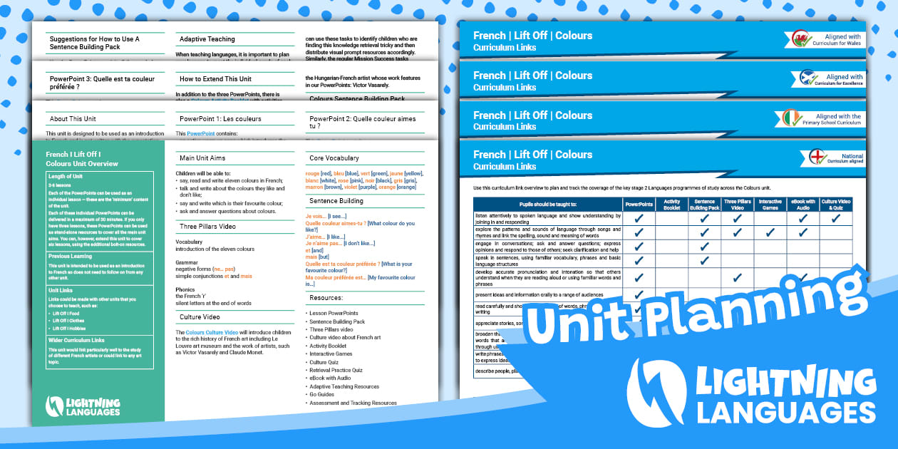 👉 Lightning Languages French Colours Planning - Twinkl