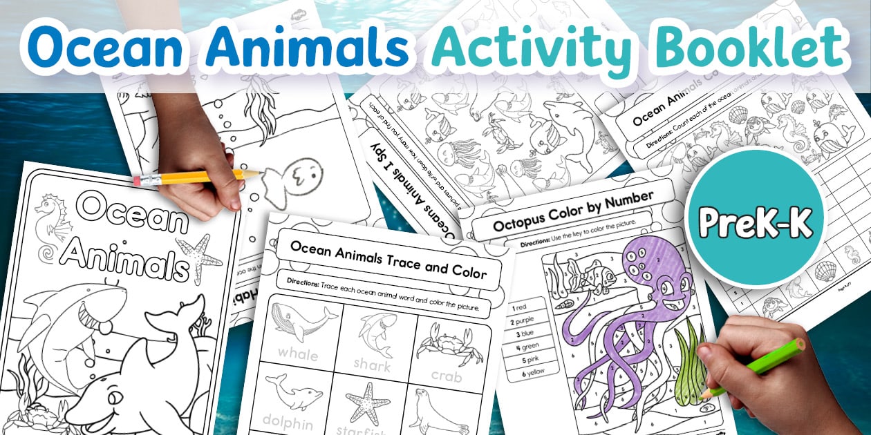 Ocean Animals Activity Booklet for PreK-K (teacher made)