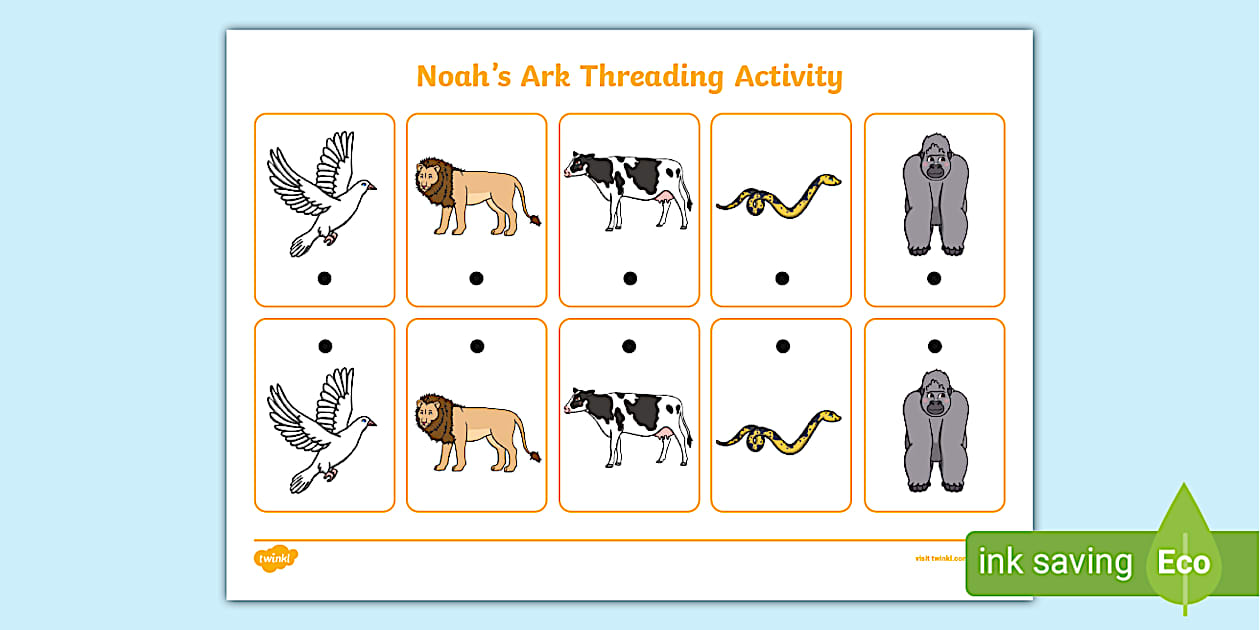 Noah's Ark Matching Threading Cards,Noah's Ark