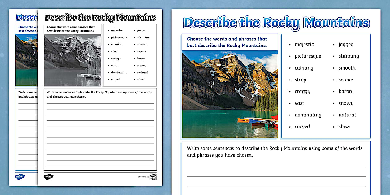 Describe The Rocky Mountains Worksheet (teacher made)