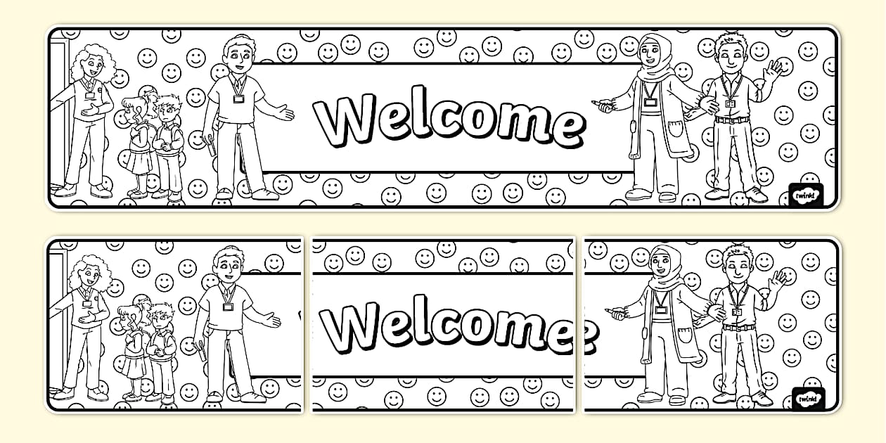 Welcome Colouring Display Banner (teacher made) - Twinkl