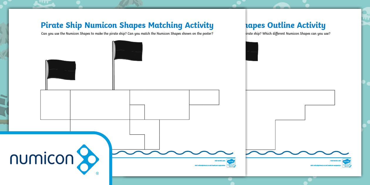 Pirate Ship Numicon Shape Outline and Matching Posters Pack