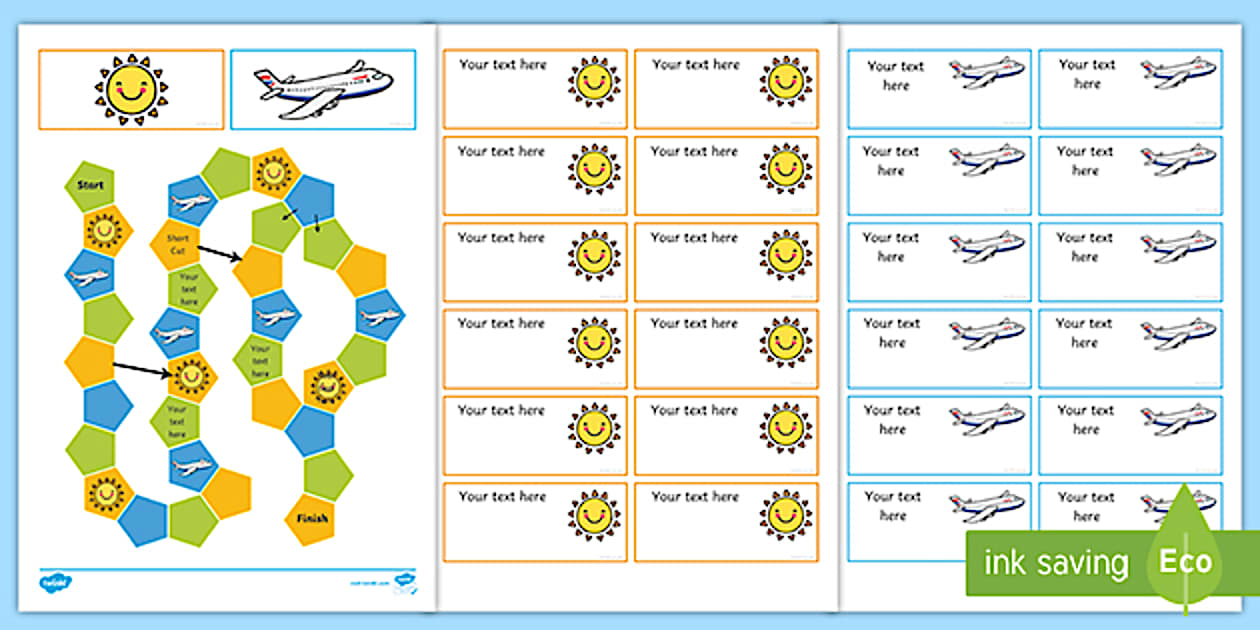 Summer Themed Editable Board Game (teacher made) - Twinkl