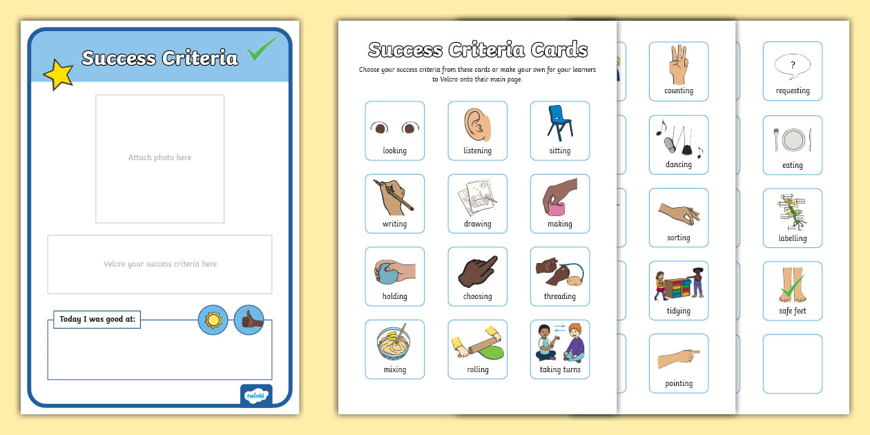 ASN Individual Success Criteria Set for Learners - Twinkl