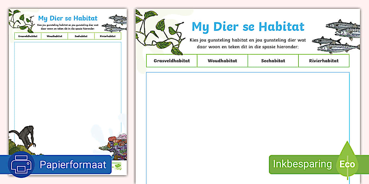 My Dier en Sy Habitat - Aktiwiteit (teacher made) - Twinkl