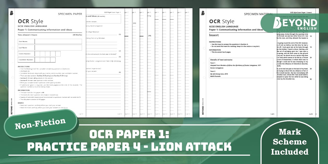 OCR Paper 1: Communicating Information and Ideas - Lion Attack