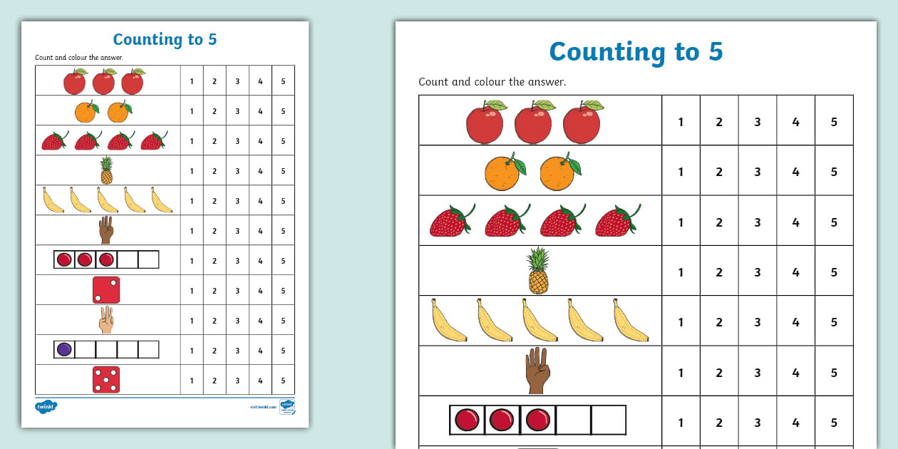 An Introduction to Counting to 5 Activity Sheet - Twinkl