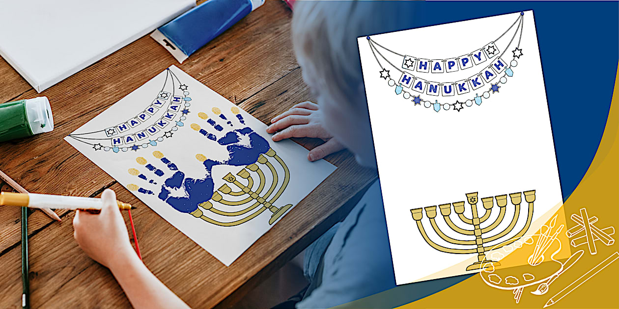 Hanukkah Menorah Handprint Activity Poster (teacher made)