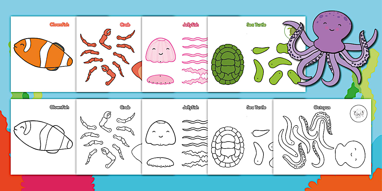 Split Pin Sea Creatures Craft for Kids | Twinkl USA - Twinkl