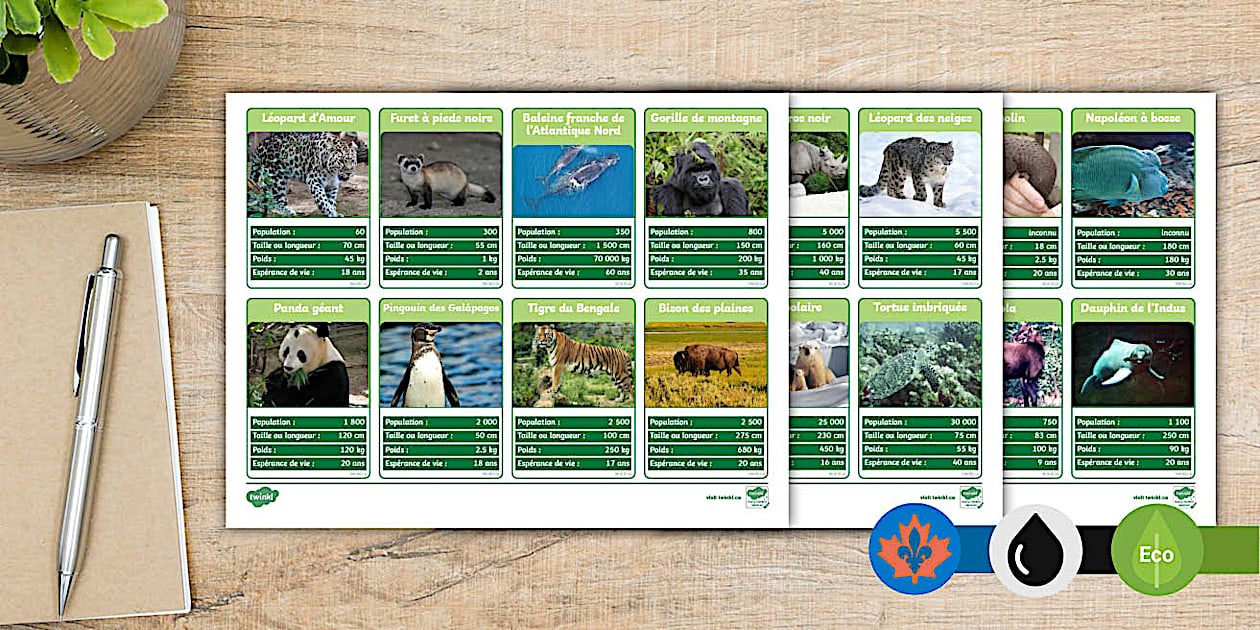 Top Cards Endangered Animals Game French - Twinkl