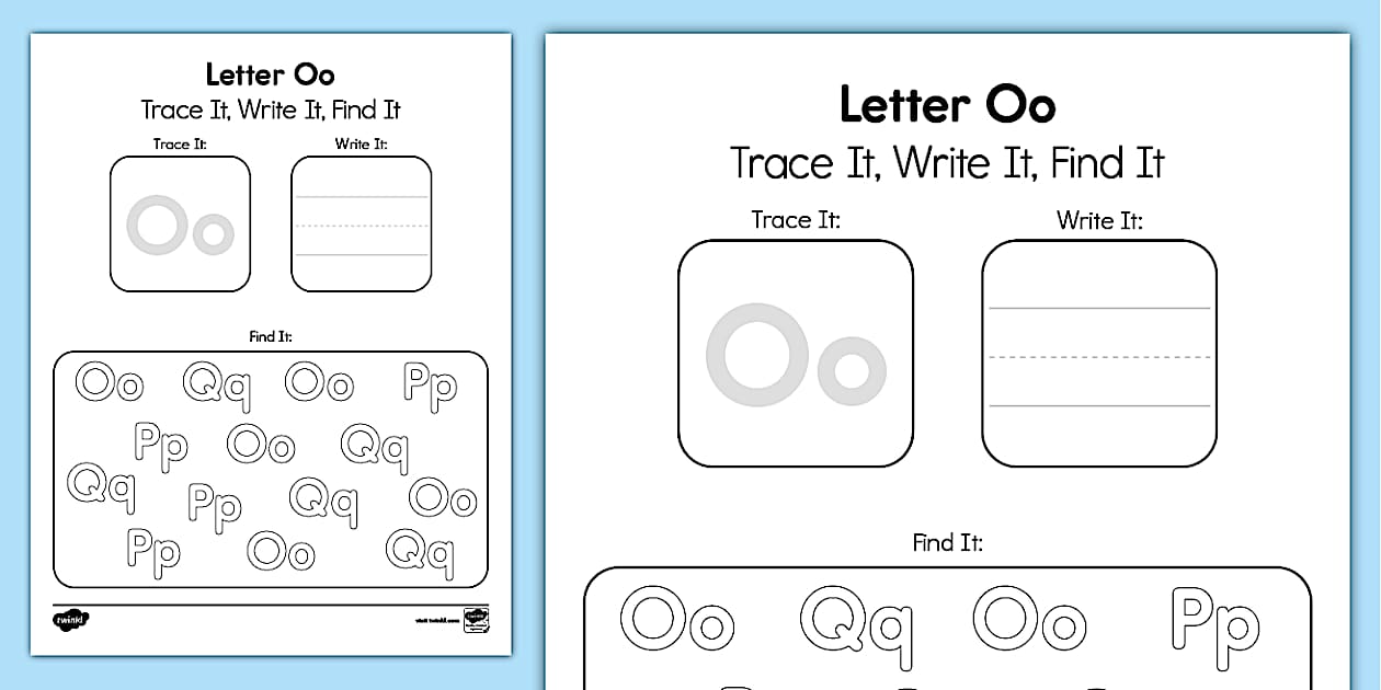 Letter Oo Trace It, Write It, Find It Activity - Twinkl