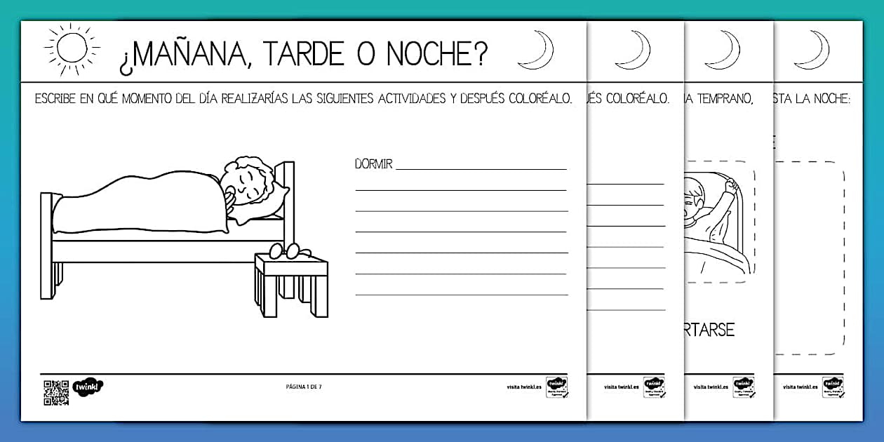Ficha de actividad: ¿Mañana, tarde o noche? - Noción del tiempo