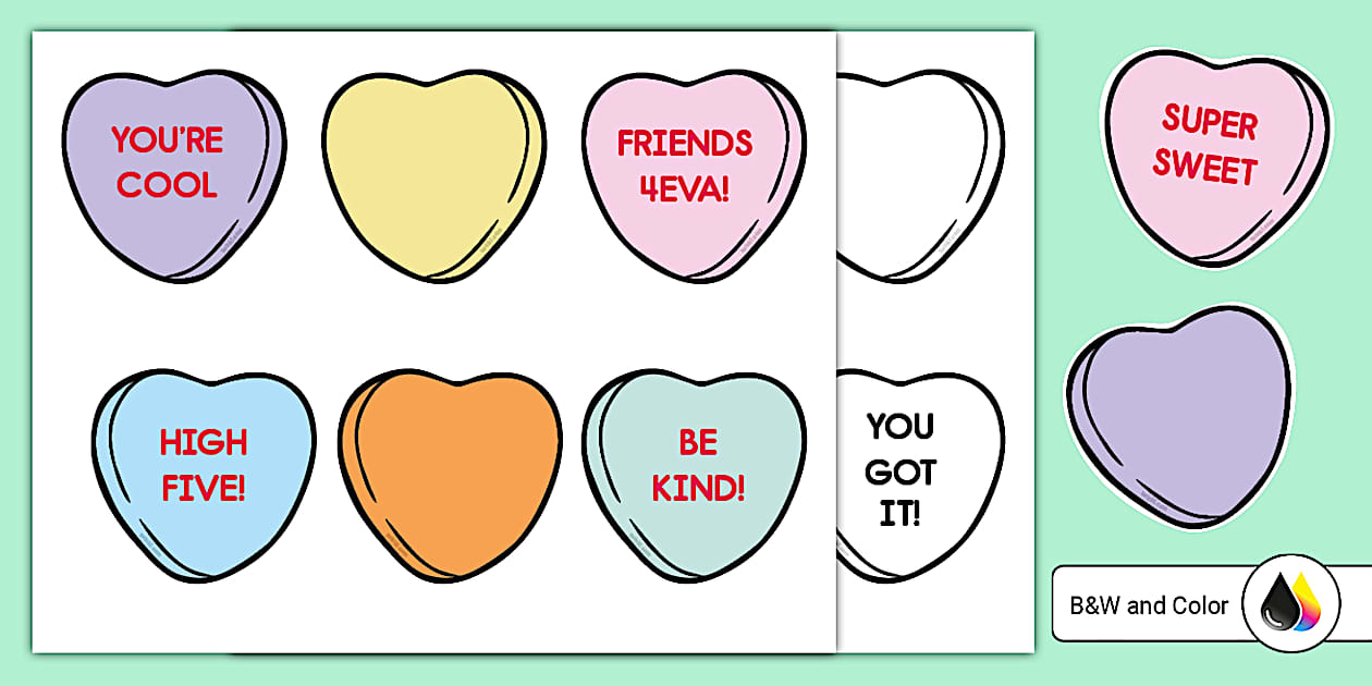 Feeling Sweet! Valentine's Candy Hearts Cutouts - Twinkl