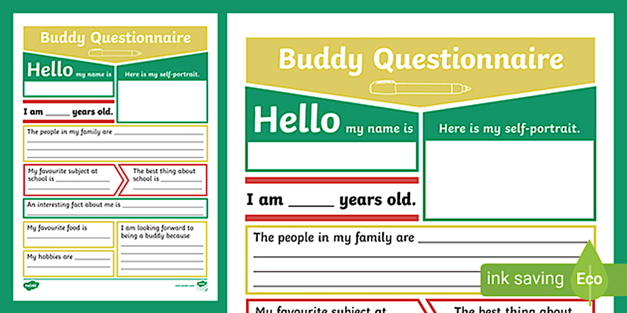 Editable Buddy Questionnaire (teacher made) - Twinkl