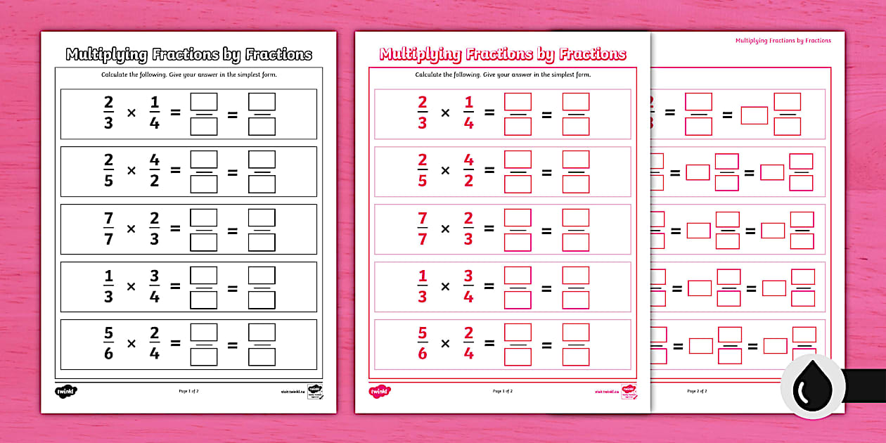 Multiplying Fractions Worksheet (teacher made) - Twinkl