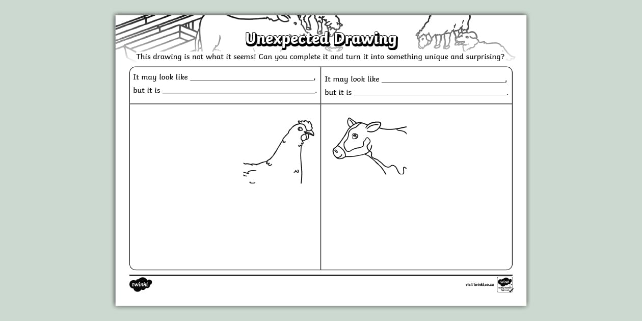 * NEW * Farm Animals Unexpected Drawing Activity - Twinkl