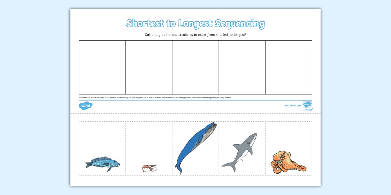 Shortest to Tallest Under the Sea Sequencing Worksheet