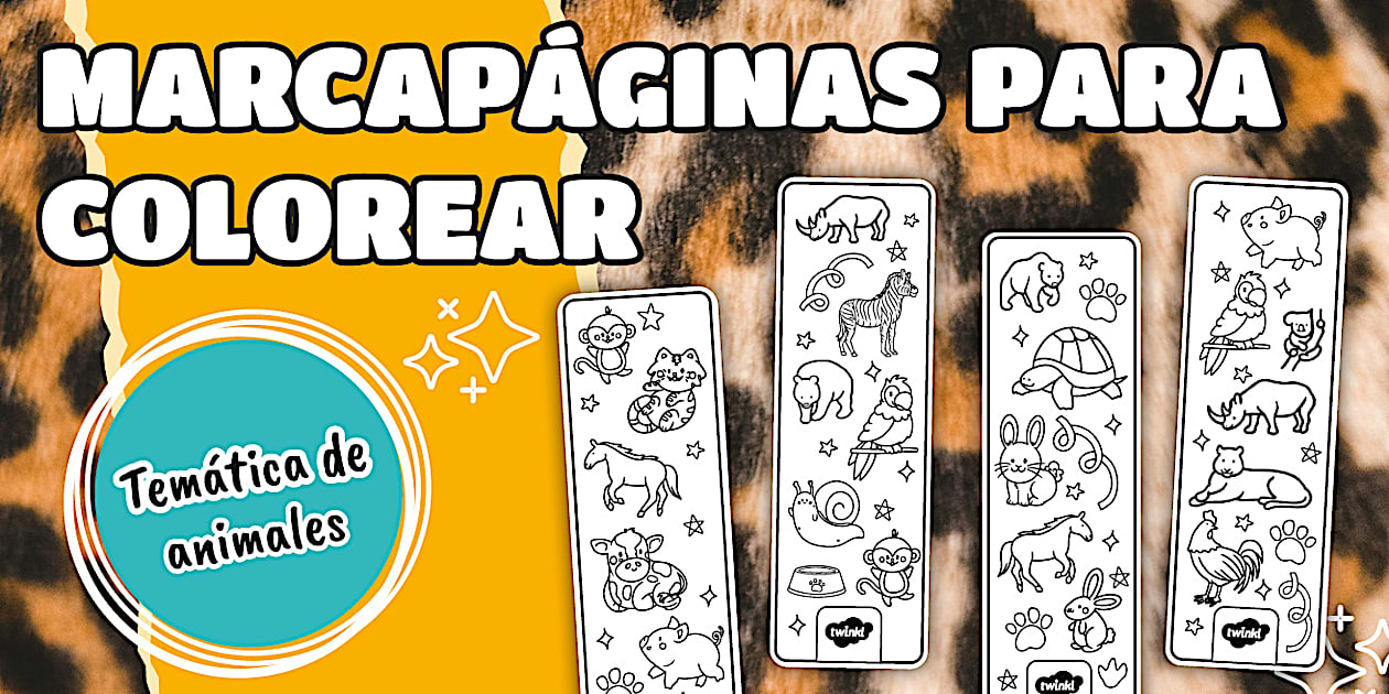 Marcapáginas: Animales - para colorear