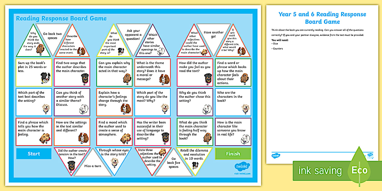 Editable Year 5/6 Reading Response Board Game - Twinkl