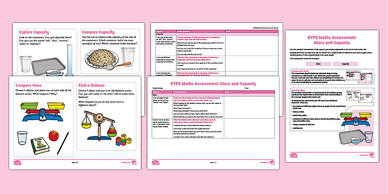 EYFS Maths Assessment: White Rose Maths Mass and Capacity EYFS Maths Assessment: White Rose Maths Mass and Capacity