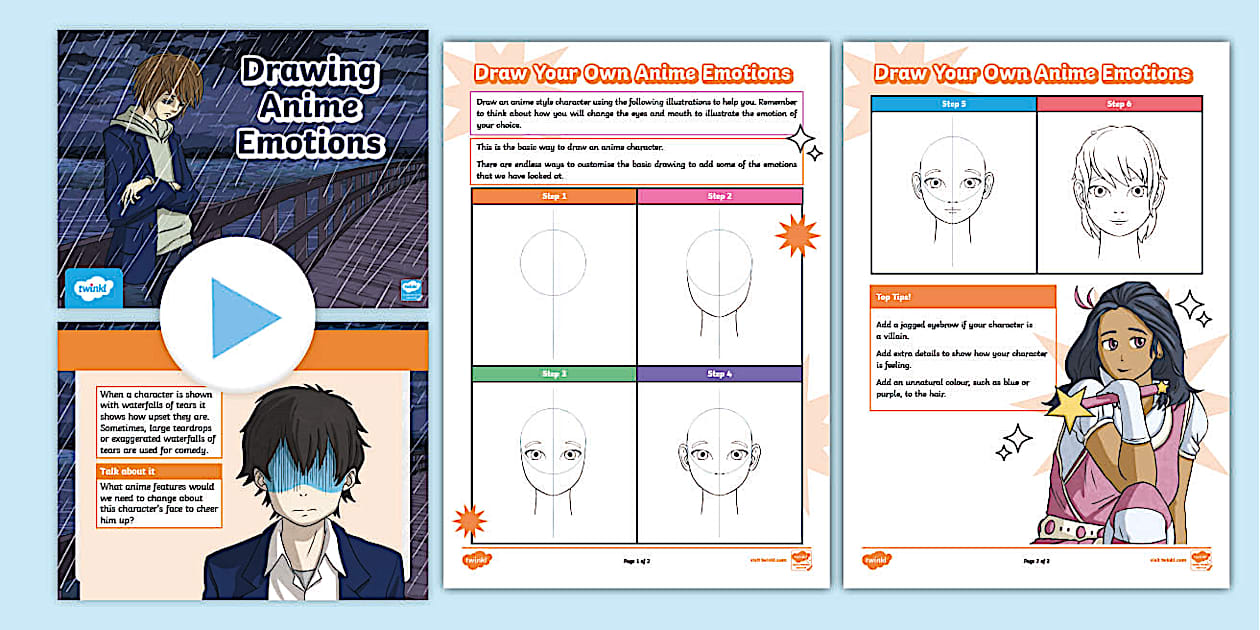 KS2 Drawing Emotions in an Anime Style Activity Pack