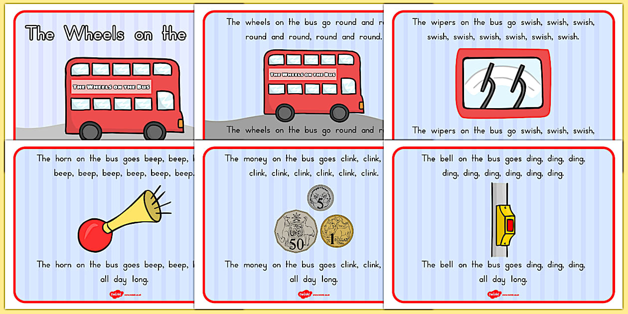 The Wheels on the Bus Story Sequencing A4 - Twinkl