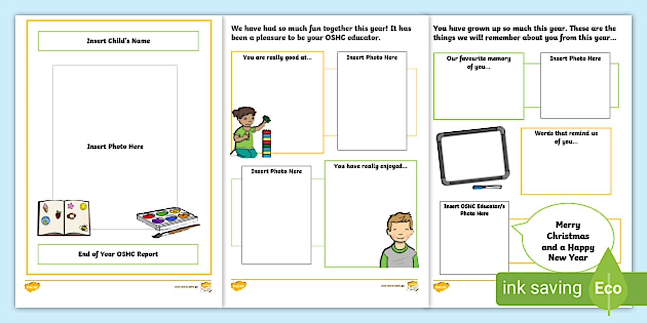 OSHC Editable Child-Friendly End of Year Report - Twinkl
