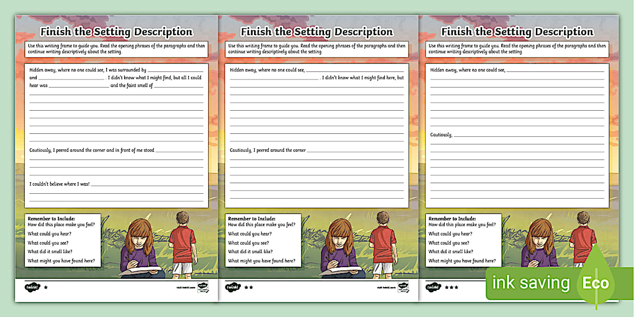 Finish the Setting Description Worksheet - Twinkl - KS2