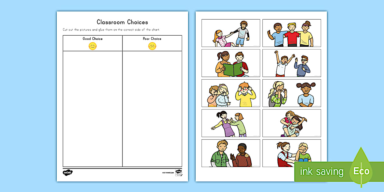 Classroom Choices Cutting Skills Worksheet (teacher made)