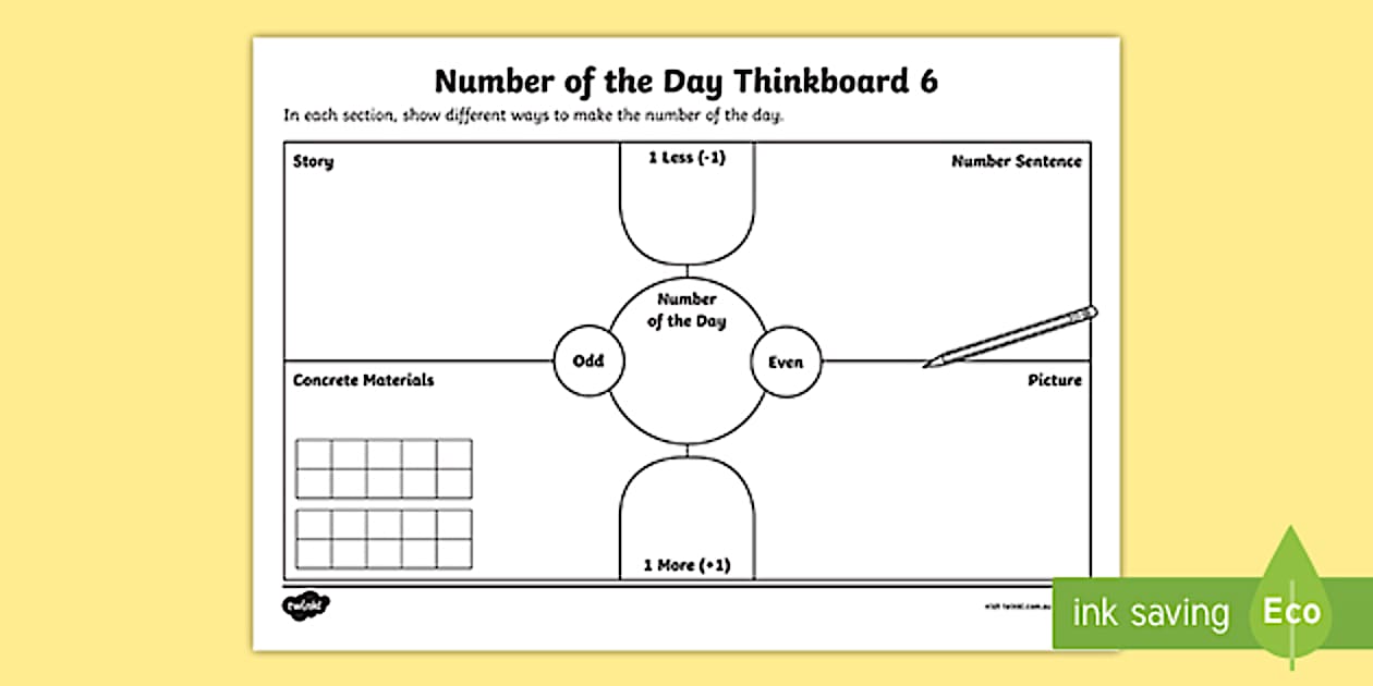 Editable Number of the Day Thinkboard 6 Worksheet - Twinkl