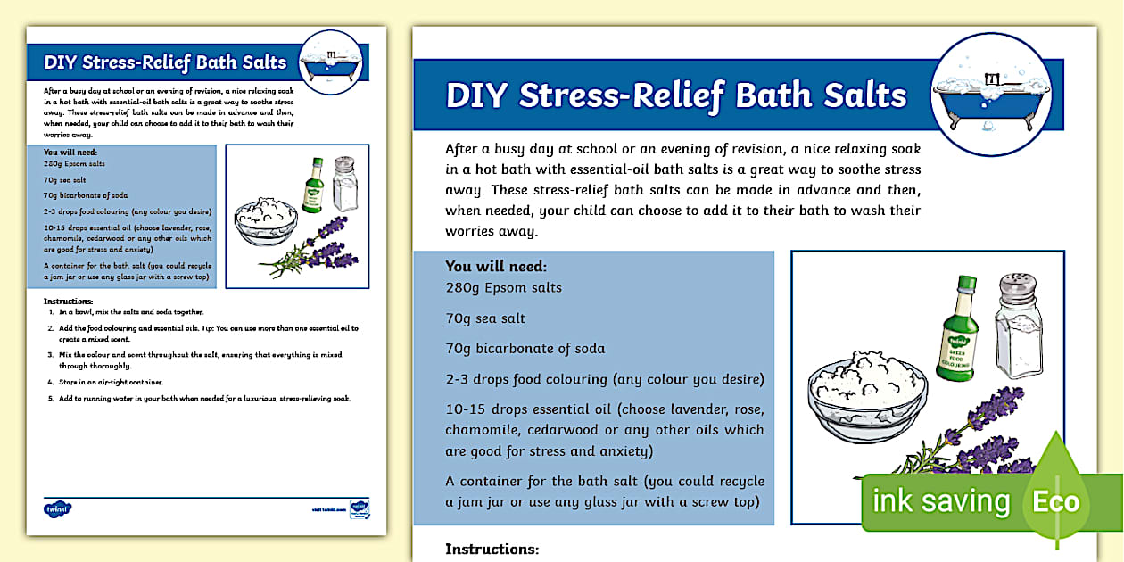 DIY Stress-Relief Bath Salts Craft Instructions - Twinkl