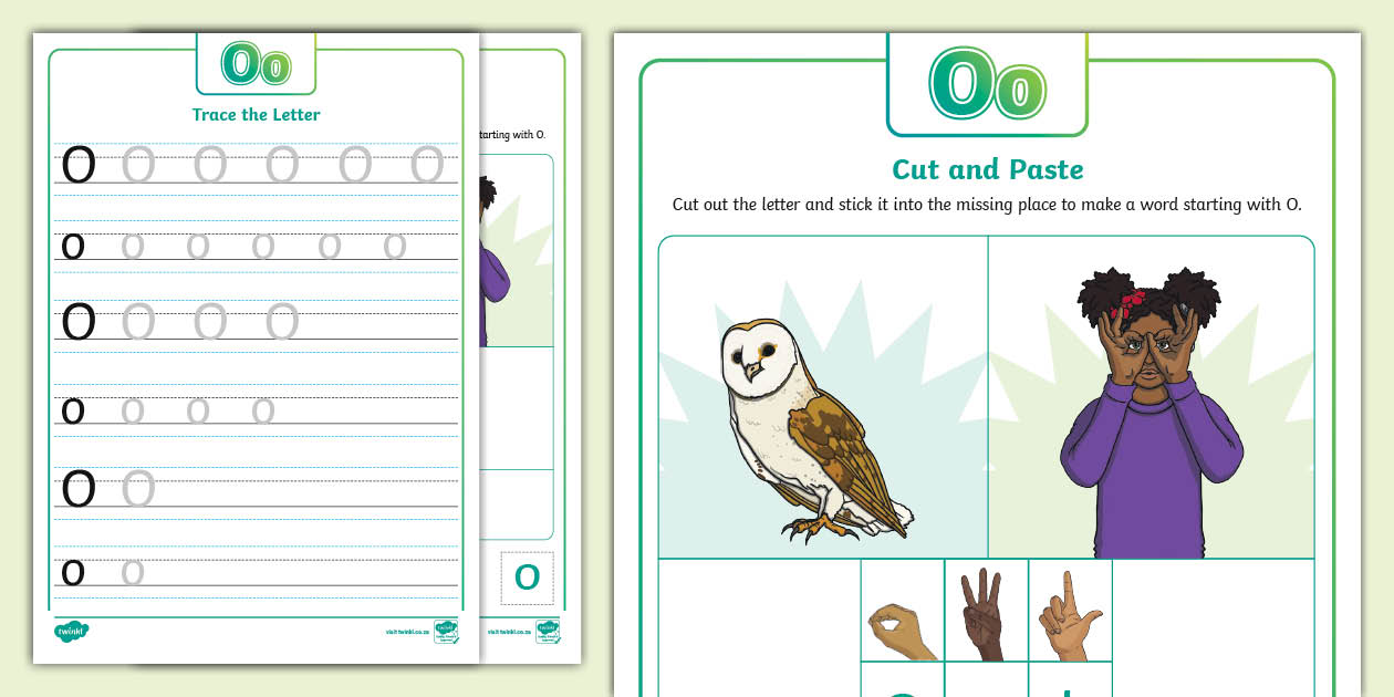 Letter O Handwriting Worksheet with SASL (teacher made)