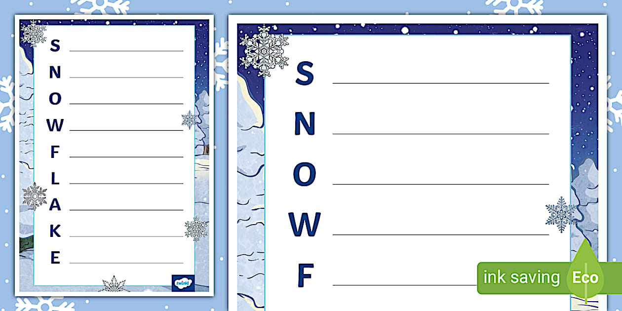 Snowflake Acrostic Poem Template (Teacher-Made) - Twinkl
