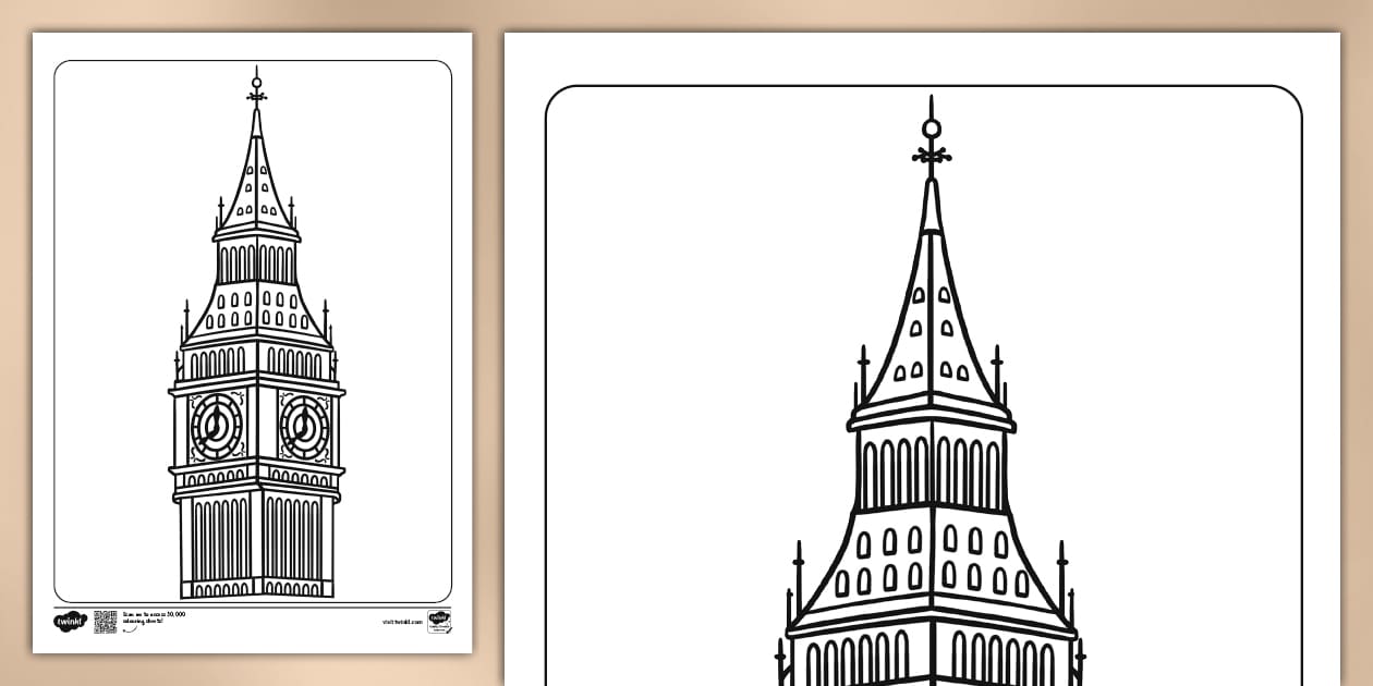 EYFS Big Ben Colouring Sheet (teacher made) - Twinkl