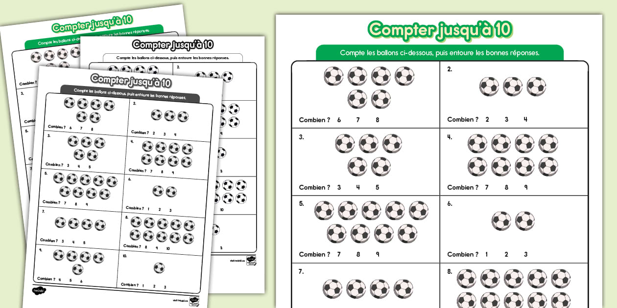Singapour Mathématiques : Imagée. Compter jusqu'à 10 - football,Compter