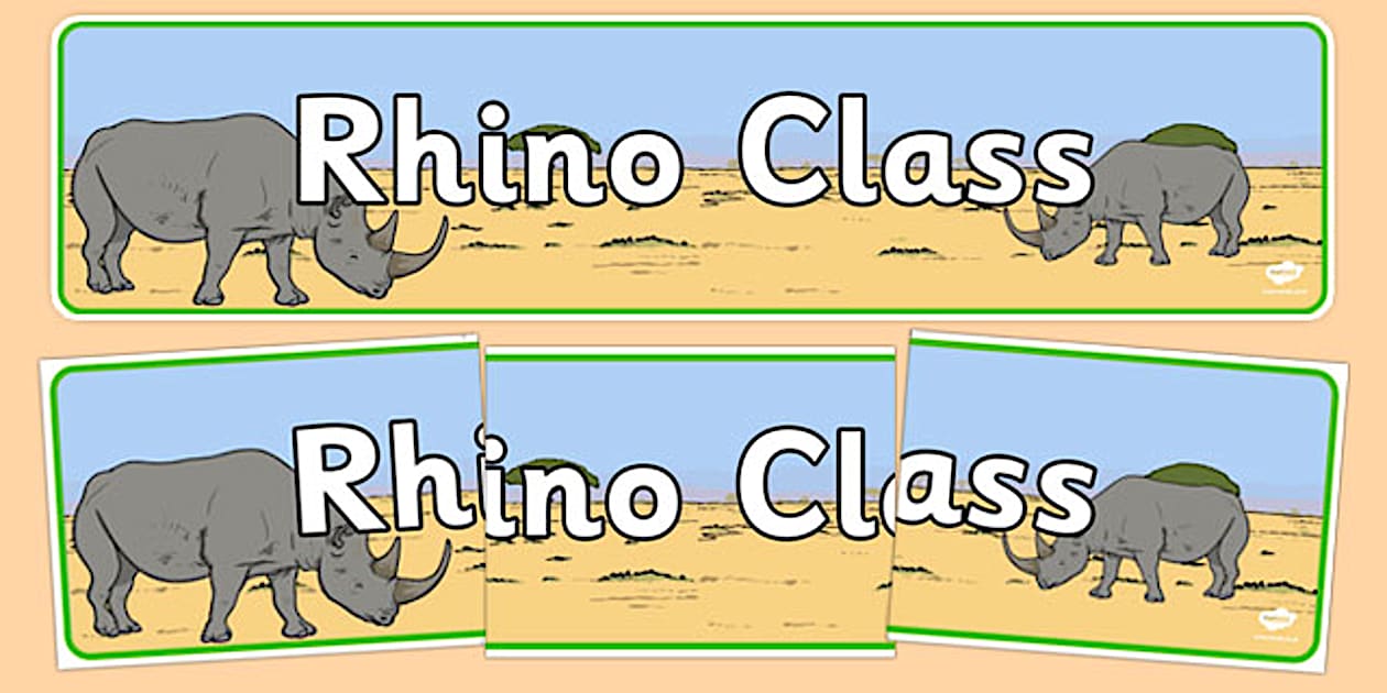 Rhino Themed Classroom Display Banner (Hecho por educadores)