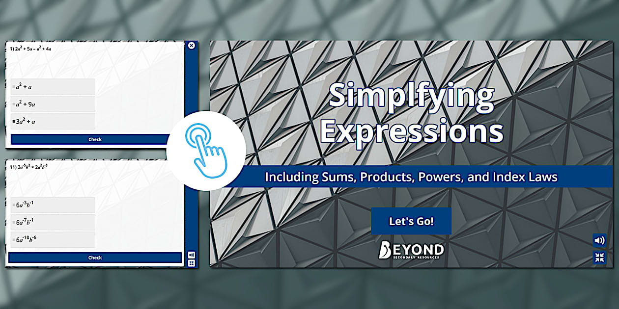 Simplifying Expressions Multiple Choice Quiz (teacher made)