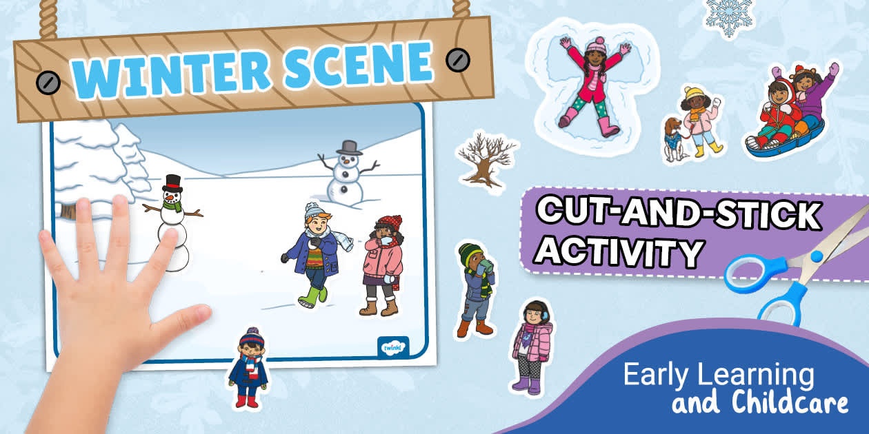 Winter Scene and Cutting Activity Pack