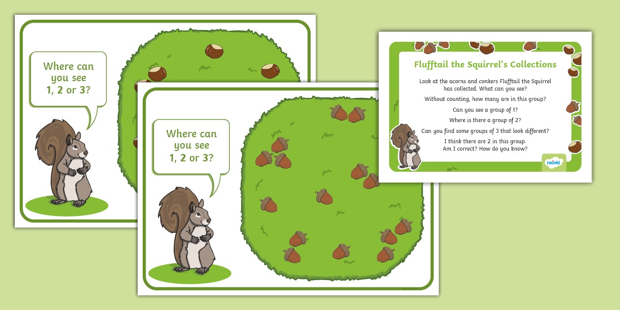 👉 Squirrel's Collections Subitising Groups of 1, 2 and 3
